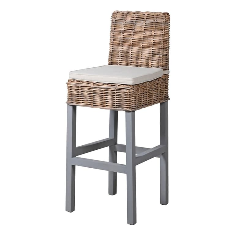 Natural Weave Bar Stool with Cushion - Nicky Cornell