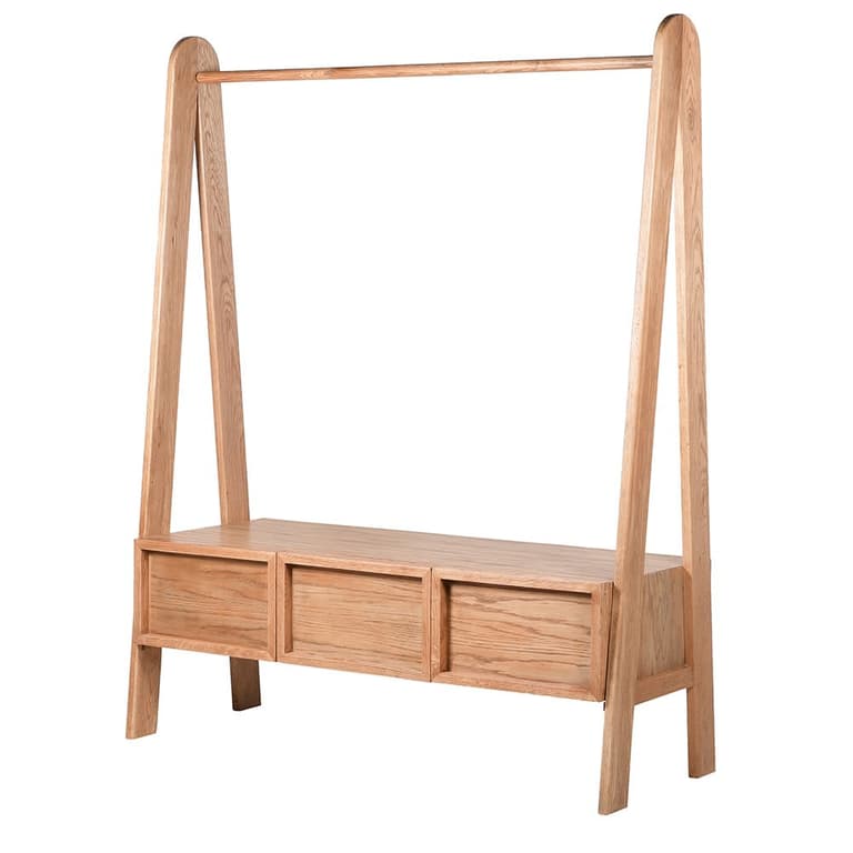 Oscar Oak Open Clothes Display Unit with Drawers - Nicky Cornell