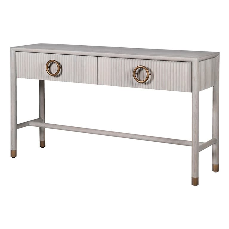 Tate Cream Ribbed Hall Console Table with Drawers - Nicky Cornell
