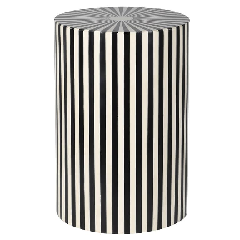 Monochrome Bone Inlay Striped Side Table - Nicky Cornell
