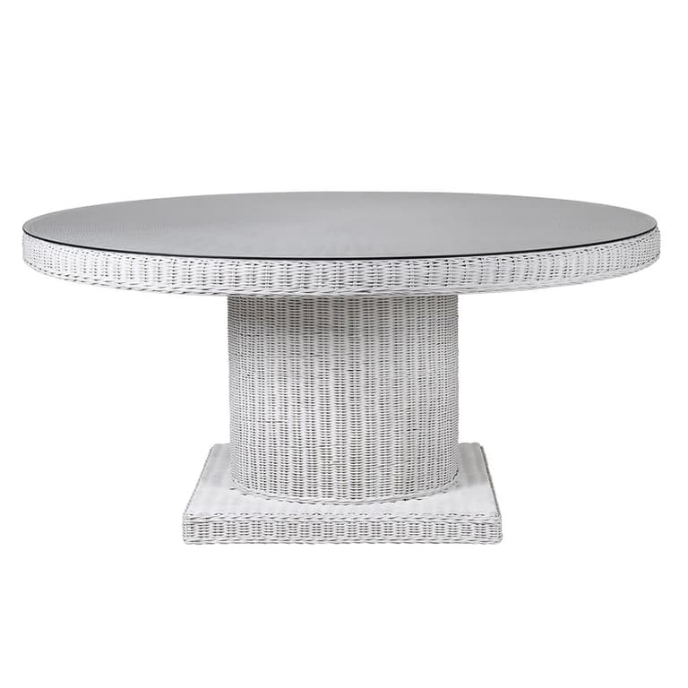 Fiji White Rattan Round Dining Table - Nicky Cornell