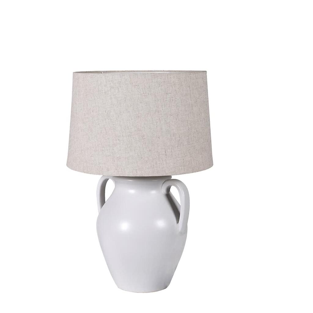 White Ceramic Table Lamp with Handles - Nicky Cornell
