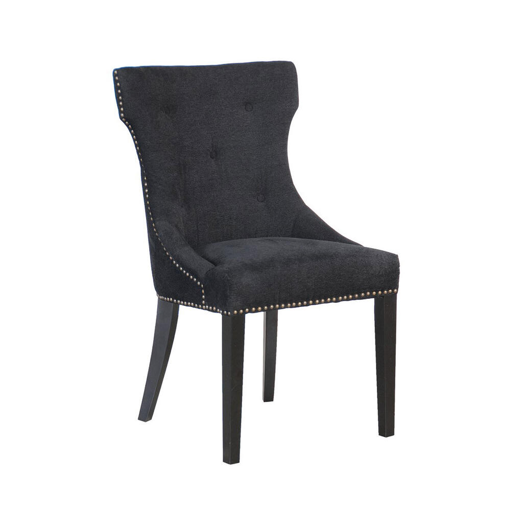 Black Upholstered Studded Wide Dining Chair - Nicky Cornell