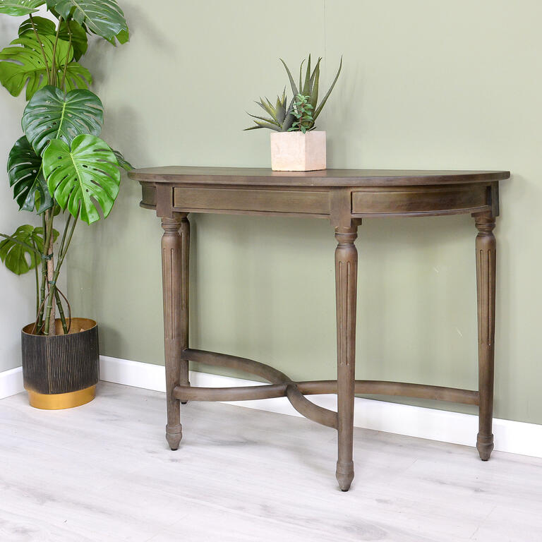 Parquet Top Smoked Wood Hall Console Table - Nicky Cornell