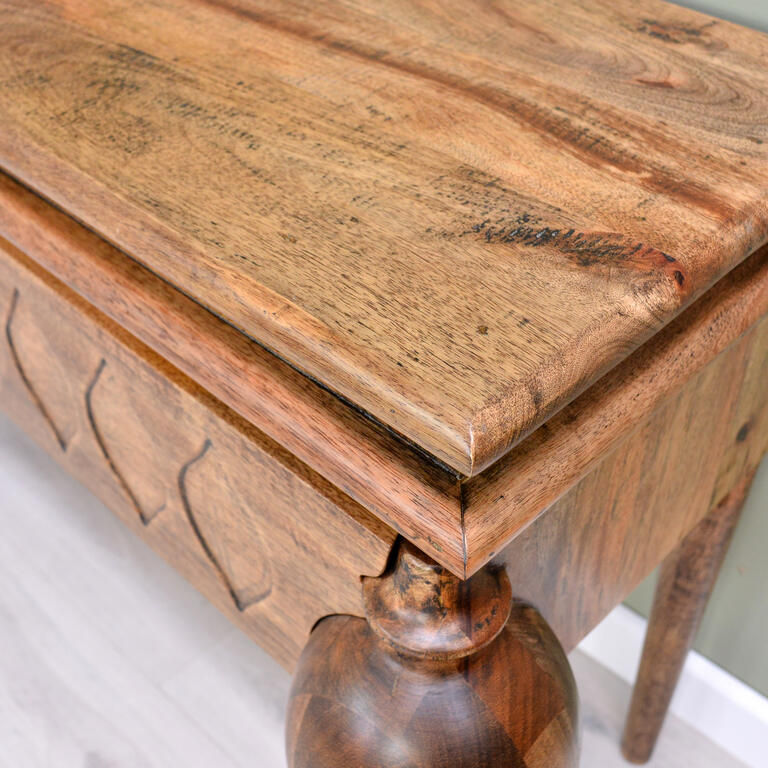 Rustic Farmhouse Style 2 Drawer Bulb leg Console Table - Nicky Cornell
